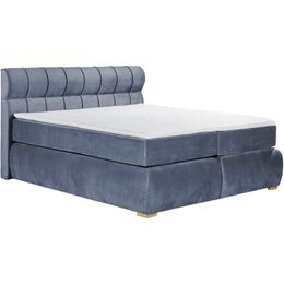 Places of Style Boxspringbett Felicia, in H4, inkl. Topper und Bettkasten, blau|grau