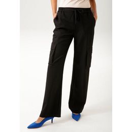 Aniston CASUAL Cargohose mit weitem Bein - NEUE KOLLEKTON, schwarz