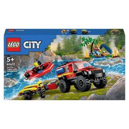 Lego® Konstruktionsspielsteine CITY Feuerwehrgeländewagen mit Rettungsboot