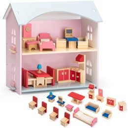 UE Stock Puppenhaus Holz Puppenhaus mit Möbeln und Zubehör Holzpuppenhaus Mädchen