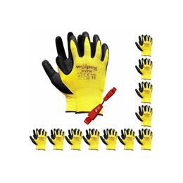 Wilpeg® Latexhandschuhe Wilpeg 12 Paar W2220 Nylon-Strickhandschuhe Latex + Handschuh-Clip Set (Spar-Set)