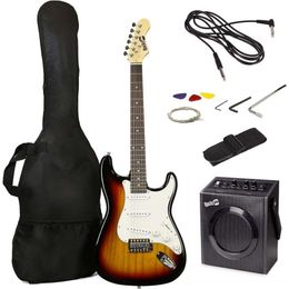RockJam E-Gitarre Full Size Electric Guitar Kit mit 10-Watt Guitar Amp