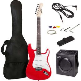RockJam E-Gitarre E-Gitarren-Komplettset mit 10-Watt-Gitarrenverstärker
