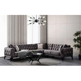 JVmoebel Ecksofa Modernes Sofa Ecksofa Textil Wohnzimmermöbel Sofa L Form Grau Luxus