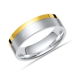 UNIQUE Fingerring 925 Silberring mit polierter goldener Kante
