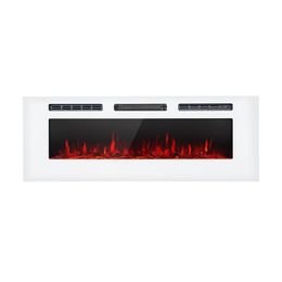 Klarstein Galeras Elektrischer Wand- und Einbaukamin 1800 W LED 3 Farben Timer Wei&szlig; 127 x 47 x 13 cm