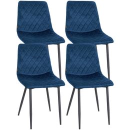 CLP 4er Set Stühle Telde Samt I Esszimmerstuhl Mit Gesteppten Sitz I Polsterstuhl Mit Metallgestell I Hochwertiger Samtbezug
