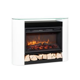 Klarstein Studio 10 Arc Elektrokamin 1800 W LED-Flammen Heizl&uuml;fter Fernbedienung Wei&szlig;