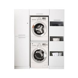 respekta Waschmaschinenschrank und Wäscheschrank + Hochschrank - Weiss - Holz