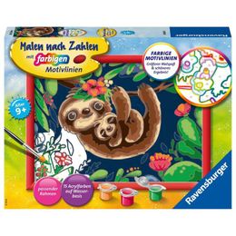 RAVENSBURGER VERLAG Ravensburger Malen nach Zahlen 28698 - Niedliche Faultiere - Kinder ab 9 Jahren