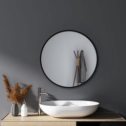 Boromal - Wandspiegel Rund Schwarz 40 cm Spiegel Bad Badspiegel Badezimmerspiegel