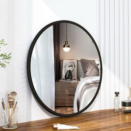 Rund Spiegel mit Schwarz Metallrahmen hd Wandspiegel aus Glas 40cm für Badzimmer, Ankleidezimmer oder Wohnzimmer Schminkspiegel - Boromal