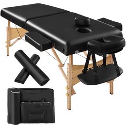 TecTake 2 Zonen Massageliege mit 7,5cm Polsterung und Holzgestell - schwarz
