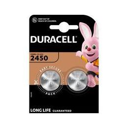 Duracell CR 2450 Lithium-Knopfzelle 3V, Batterie 2 St&uuml;ck