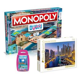 Winning Moves Monopoly - Dubai + Top Trumps & Puzzle (1000 Teile) Gesellschaftsspiel Bundle