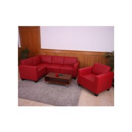 MCW Modular Sofa-System Couch-Garnitur Moncalieri 4-1, Kunstleder ~ rot