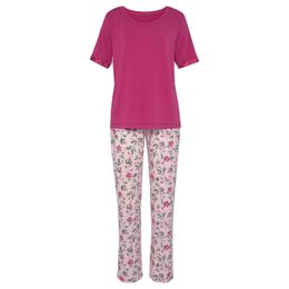 Lascana Pyjama 'Summer' Damen Gr&ouml;&szlig;e XS dunkelgr&uuml;n / cyclam / mandarine / hellpink / wei&szlig; Winterkleid