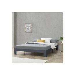 en.casa® en.casa Holzbett, Raisio Doppelbett 140x200 cm Dunkelgrau