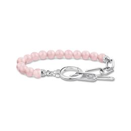 Thomas Sabo Armband mit rosa Beads und Gliederelementen Silber