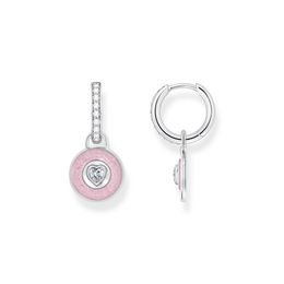 Thomas Sabo Creolen mit Anhänger rosa und Zirkoniabesatz Silber