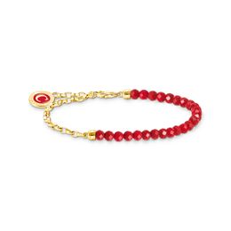 Thomas Sabo Member Charm-Armband rote Beads und Gliederelemente vergoldet