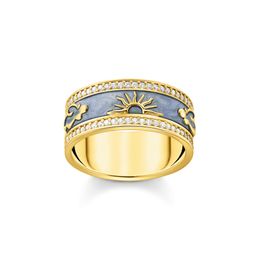 Thomas Sabo Ring blau mit kosmischen Symbolen vergoldet