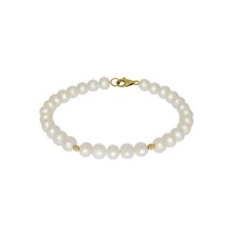 Firetti Perlenarmband Schmuck Geschenk Gold 585 Armschmuck Armkette Perle, mit Süßwasserzuchtperle, gelb|goldfarben|weiß