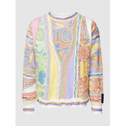 Carlo Colucci Strickpullover mit Allover-Print und Rundhalsausschnitt