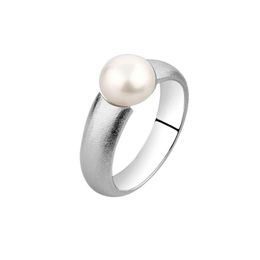 NENALINA Ring Silberring Süßwasserzuchtperle Klassik 925 Silber (Farbe: Silber, Größe: 52 mm)