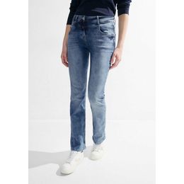 Cecil Bootcut-Jeans Toronto mit Leder-Badge, blau