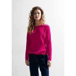 Cecil Rundhalsshirt aus elastischem Materialmix, rosa