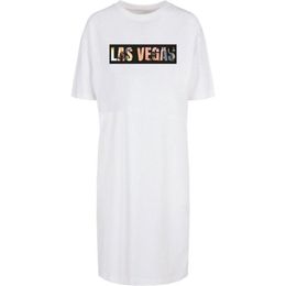 Merchcode Stillkleid Damen Ladies Las Vegas Organic Oversized Slit Tee Dress (1-tlg), weiß