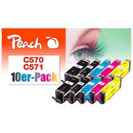 Peach 10er-Pack Tintenpatronen ersetzt Canon PGI-570, CLI-571