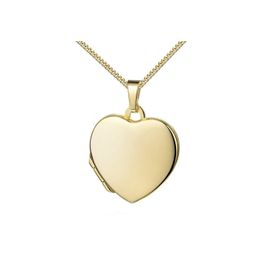 JEVELION Kettenanhänger Medaillon Gold 585 Amulett Anhänger Herz zum Öffnen für 2 Fotos (Anhängermedaillon