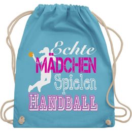 Shirtracer Turnbeutel Echte Mädchen Spielen Handball weiß