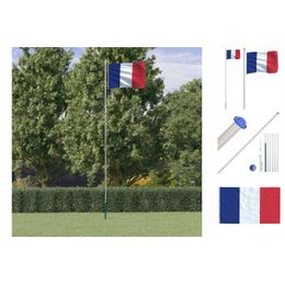 vidaXL Fahne Französische Flagge mit Mast 6