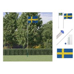 vidaXL Fahne Flagge Schwedens mit Mast 6