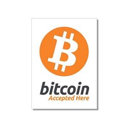 HOOPOMANIA Aufkleber Aufkleber "Bitcoin accepted here" 74x105 mm 10-er Pack