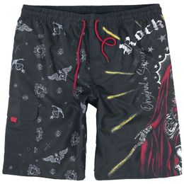 Rock Rebel by EMP Swim Shorts With Old School Print Badeshort schwarz in L