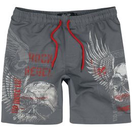 Rock Rebel by EMP Swim Shorts with Skull Print Badeshort grau in L