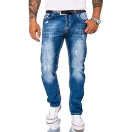 Rock Creek Straight-Jeans Herren Jeans dicke Nähte Blau RC-2268