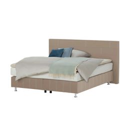 Höffner Boxspringbett mit Echtleder Riga ¦ braun ¦ Maße (cm): B: 210 H: 114