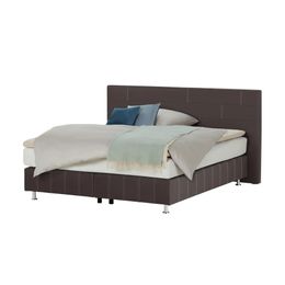 Höffner Boxspringbett mit Echtleder Riga ¦ braun ¦ Maße (cm): B: 180 H: 114