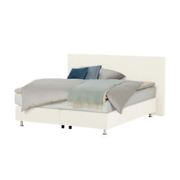 Höffner Boxspringbett mit Echtleder Riga ¦ weiß ¦ Maße (cm): B: 210 H: 114