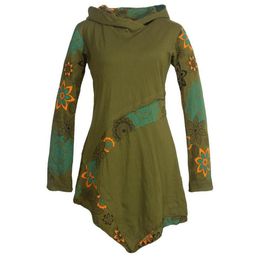 Vishes Jerseykleid Asymmetrisches Langarm Blumen-Kleid mit Kapuze Hippie