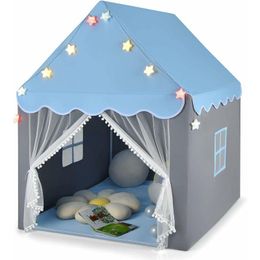 Costway Kinderspielhaus mit Sternenlichter, Prinzessin Prinzess Kinderzelt mit Fenster & Matte, Spielzelt mit doppeltem Vorhang, Kinderspielzelt,