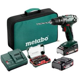 Metabo Akku-Bohrschrauber BS 18 2x 2,0 Ah+Lader + Bit-Satz in Tasche