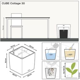 Lechuza - Pflanzgefäße cube Cottage 30 Graphitschwarz All-in-One