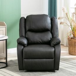 Merax Relaxsessel, mit Liegefunktion aus Kunstleder, TV-Sessel, Fernsehsessel, verstellbar,Schwarz