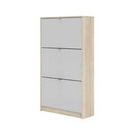 ebuy24 - Shane Schuhschrank 3 Klapptüren 2R Eiche Struktur Dekor, weiss.